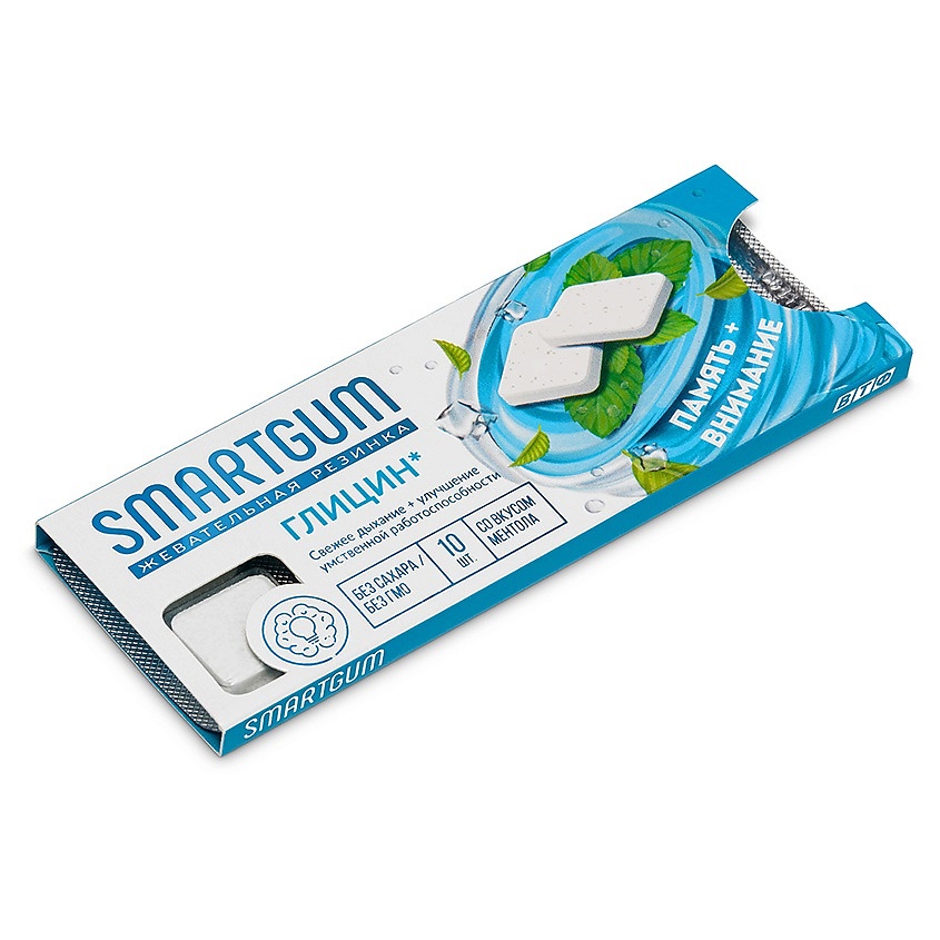 БАДы для мозга и памяти SMARTGUM Glycine 200 Глицин 200 жевательная ...