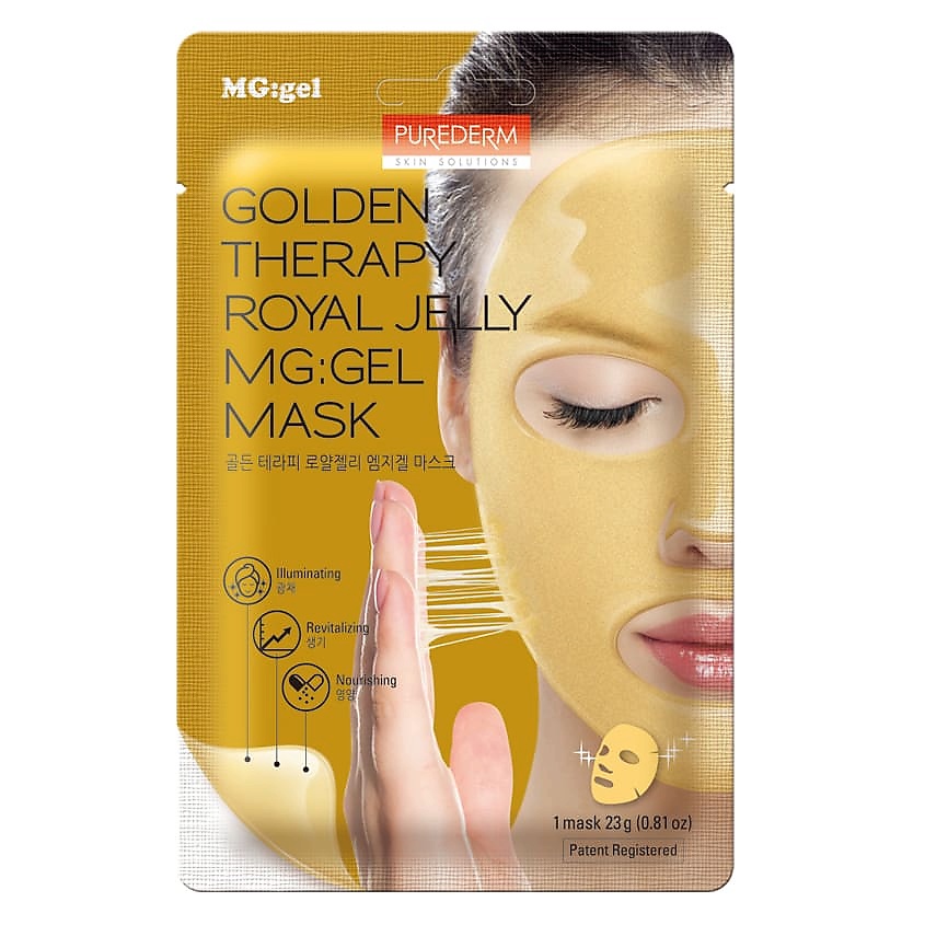 PUREDERM Маска для лица гелевая золотая с маточным молочком Gel Face ...
