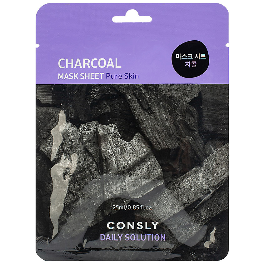 CONSLY Тканевая маска для лица с древесным углём Facial Tissue Mask ...