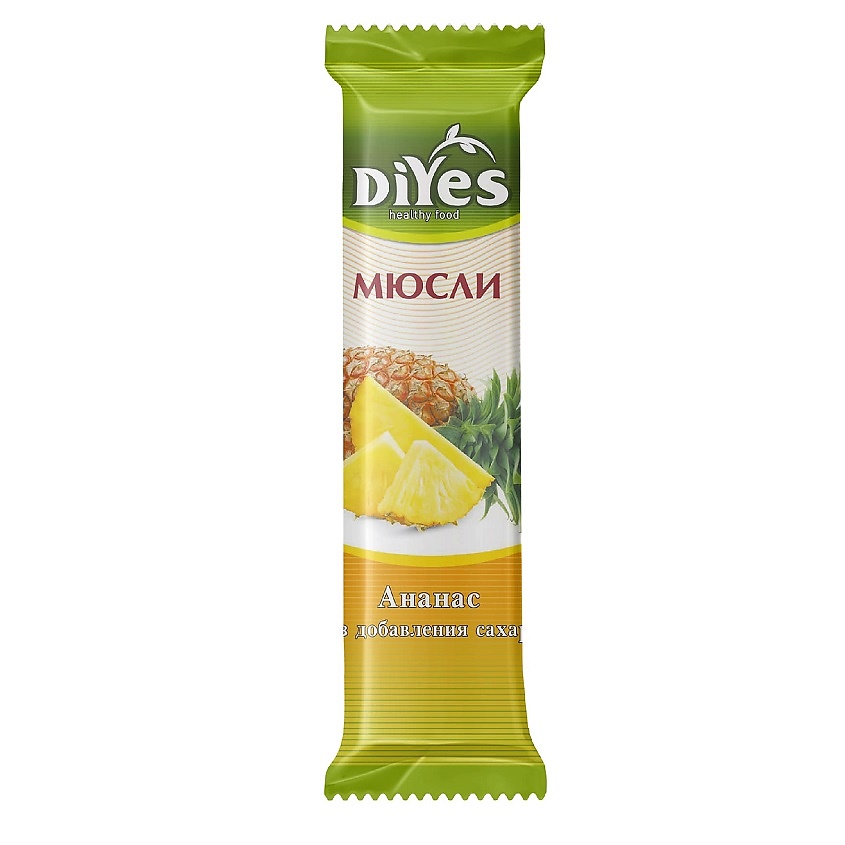 DIYES Батончик мюсли Ананас без сахара, 25 г купить по цене 49₽ в ЛЭТУАЛЬ