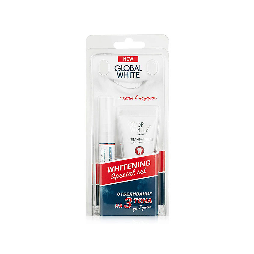 GLOBAL WHITE Набор для отбеливания зубов с капами Whitening Special Set ...