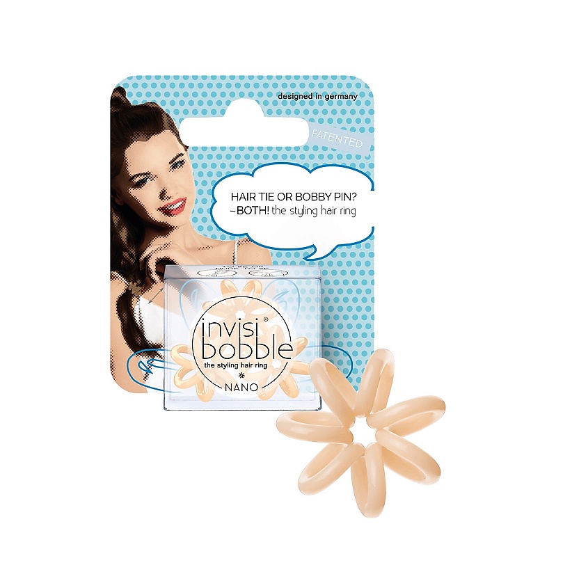 INVISIBOBBLE Резинка для волос NANO To Be Or Nude To Be (с подвесом), 3 ...