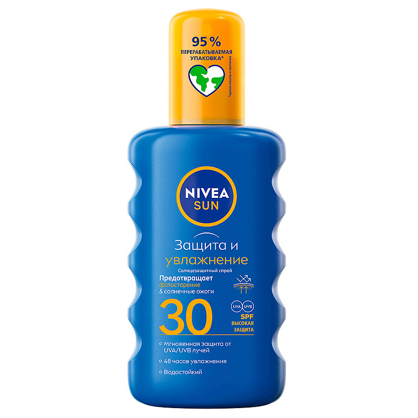 NIVEA Солнцезащитный спрей Sun "Защита и увлажнение" SPF 30 купить по ...