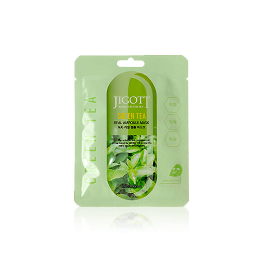 JIGOTT JIGOTT GREEN TEA REAL AMPOULE MASK Тканевая маска для лица с ...