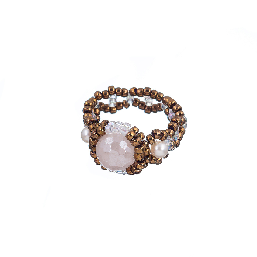 LANZEROTTI Кольцо, Pesca, стрейч, с жемчугом и розовым кварцем купить ...