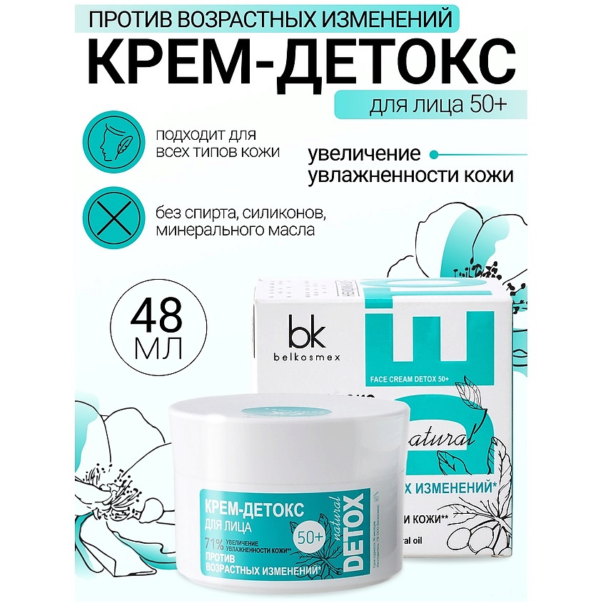 BELKOSMEX Крем-детокс для лица 50+ увеличение увлажненности кожи против ...