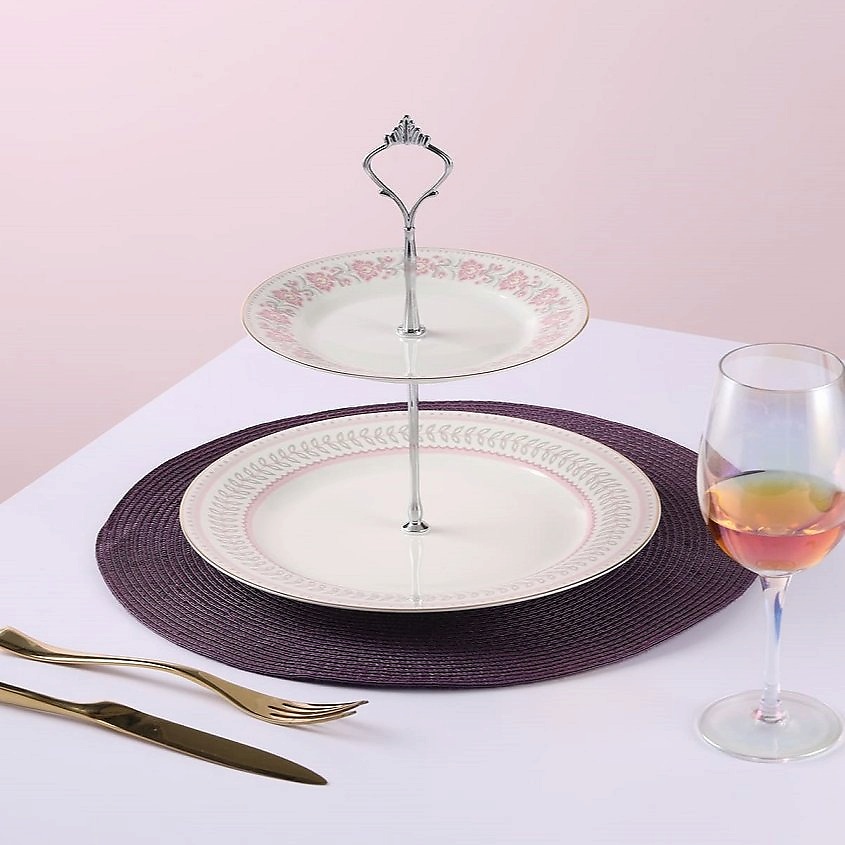 ARYA HOME COLLECTION Двухъярусное блюдо сервировки из костяного фарфора ...