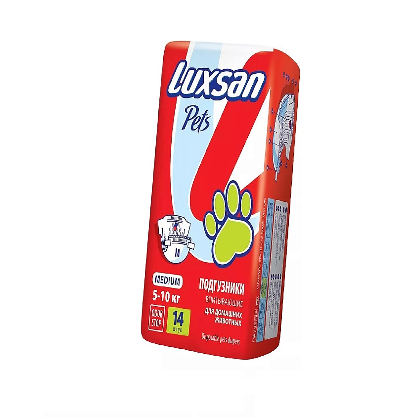 LUXSAN PETS Подгузники Premium для животных Medium 5-10 кг, 14 шт ...