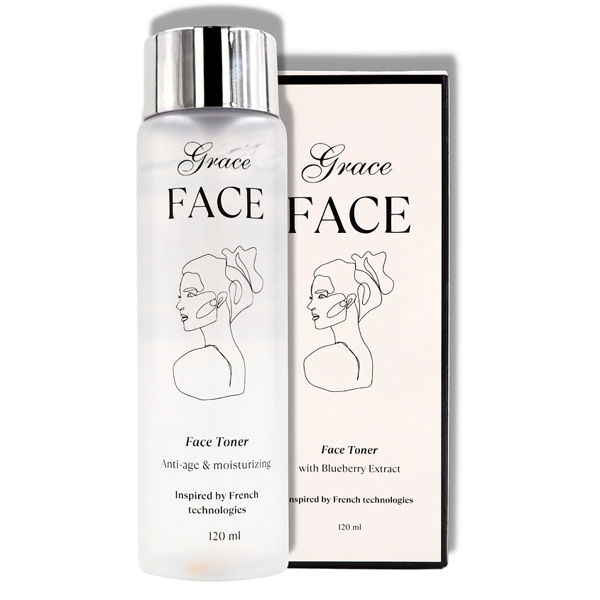 GRACE FACE Увлажняющий и очищающий тоник для лица с экстрактом черники ...