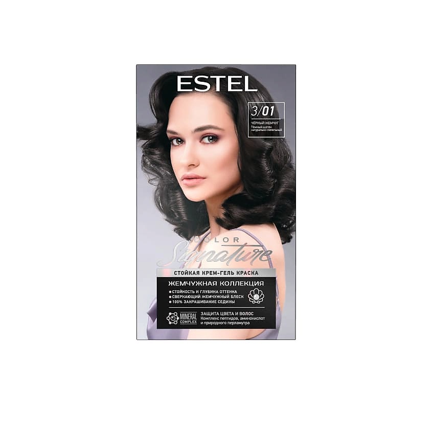 ESTEL PROFESSIONAL Крем-гель краска для волос Жемчужная коллекция Color Signature, 3/01 Черный ...