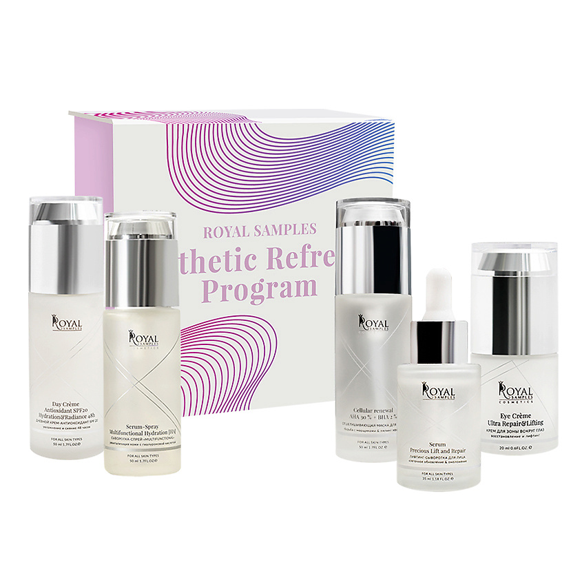 ROYAL SAMPLES Косметический набор Estetic Refresh Program, 50 мл + 50 мл + 50 мл + 35 мл + 20 мл ...
