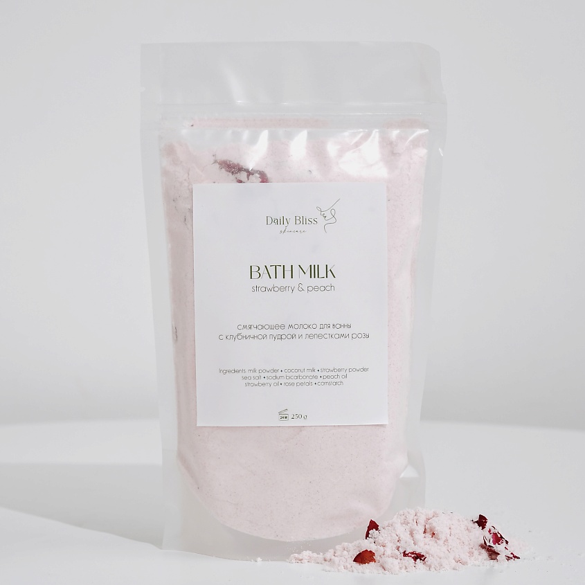 DAILY BLISS SKINCARE Молочко для ванны с клубничной пудрой, 250 г ...