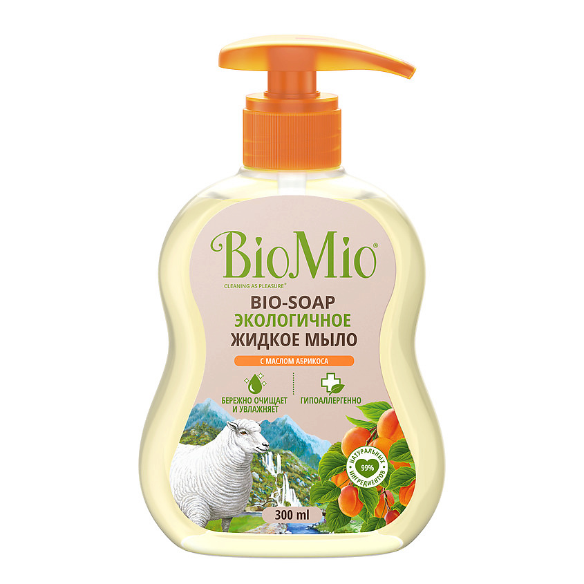 BIO MIO Экологичное жидкое мыло с маслом абрикоса Смягчающее BIO-SOAP ...