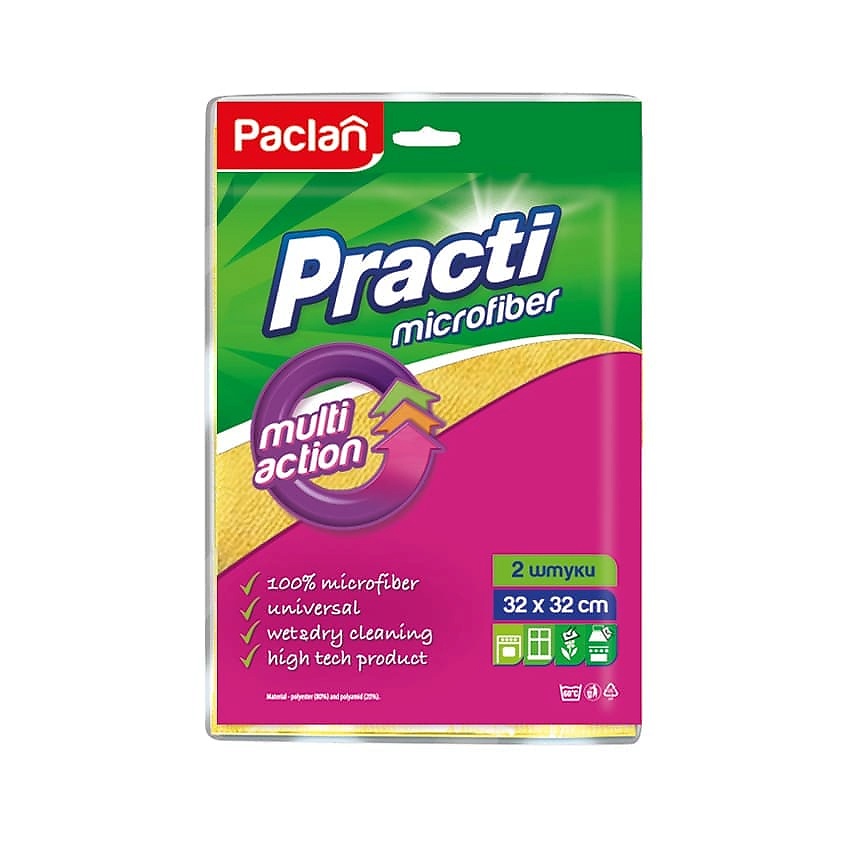 PACLAN Салфетка из микрофибры для сухой и влажной уборки, 32 х 32 см ...