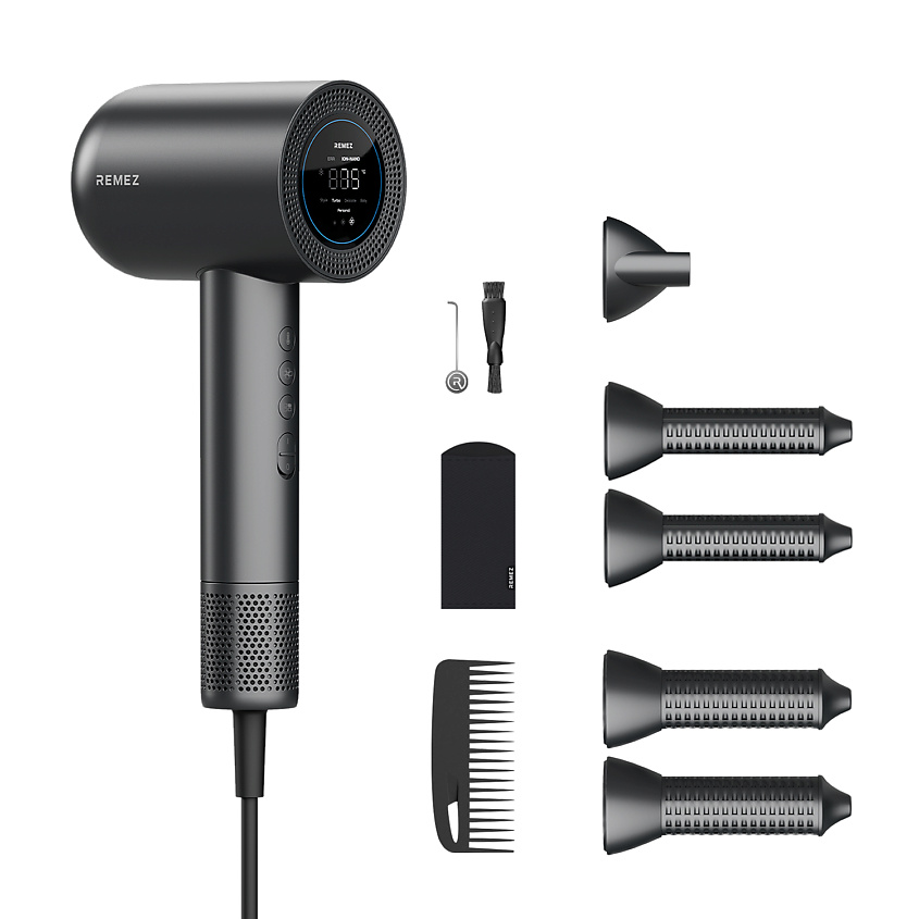 REMEZ Фен-стайлер MODEL S+ с расчёской и термочехлом для насадок RMB ...