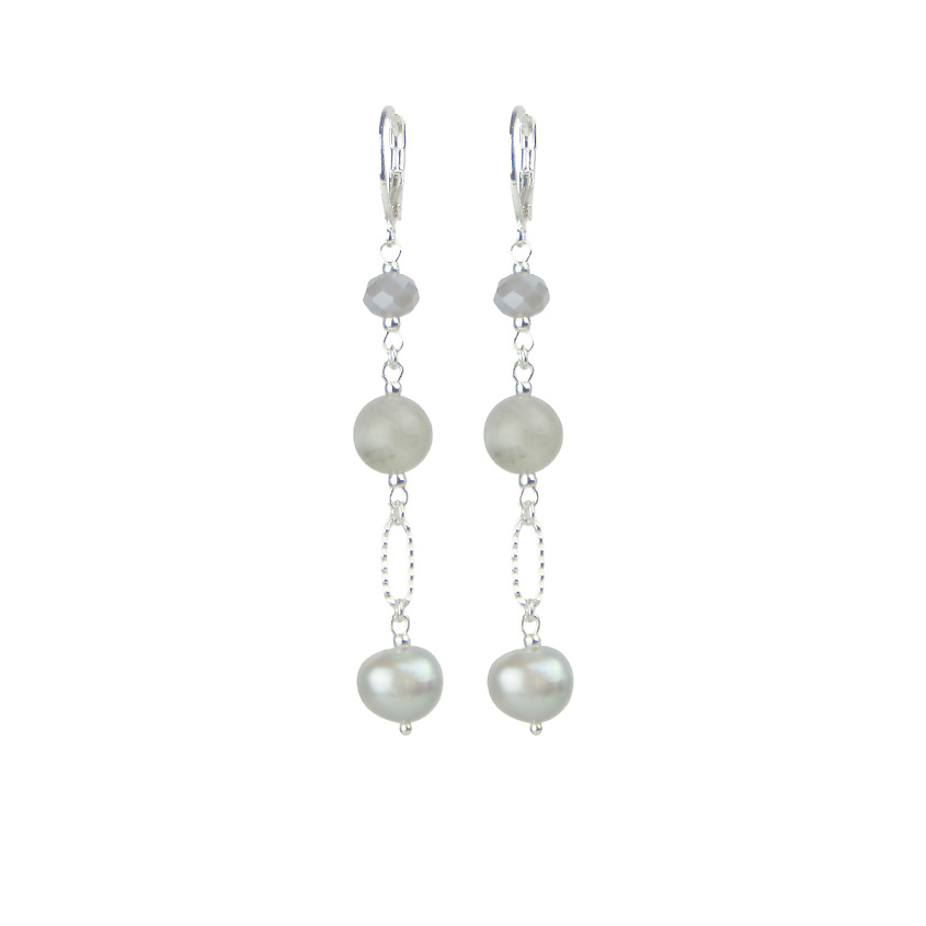 LANZEROTTI Серьги с жемчугом, лабрадоритом и кристаллом купить по ...