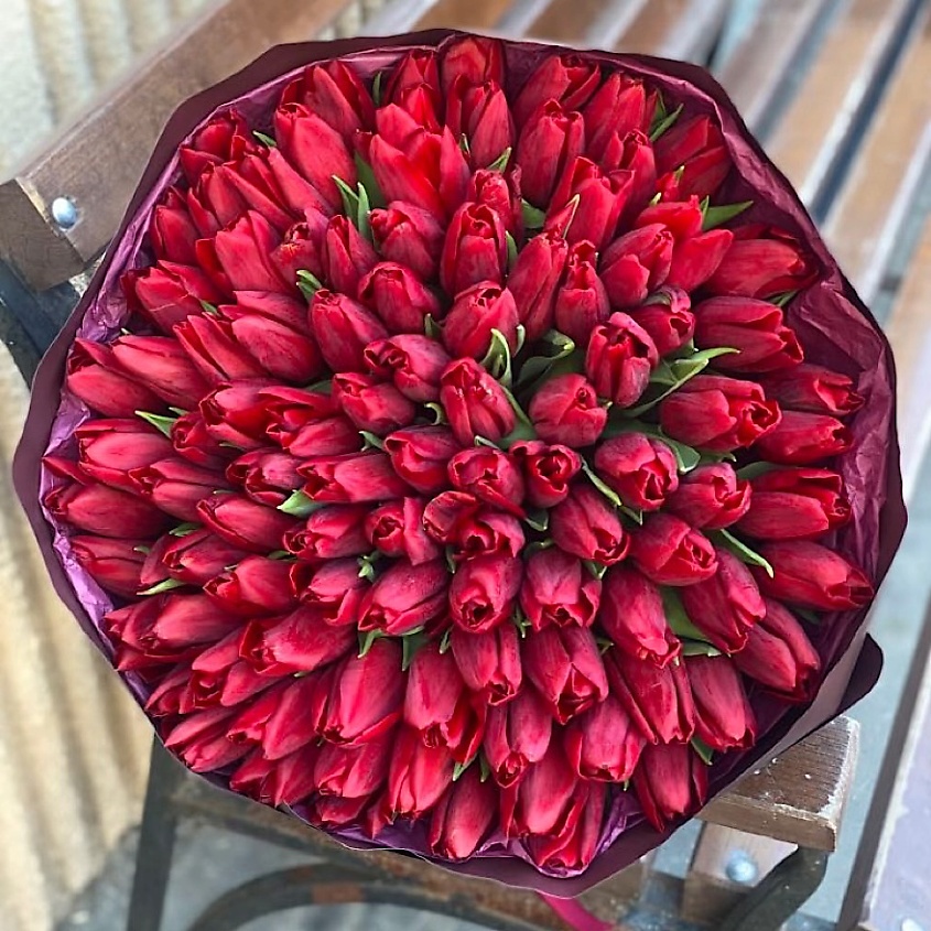 VELORI FLOWERS Букет красных тюльпанов купить по низким ценам в ЛЭТУАЛЬ
