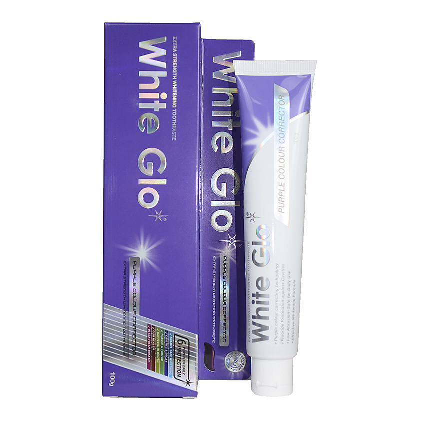 WHITE GLO Зубная паста отбеливающая с корректором цвета Purple Colour ...
