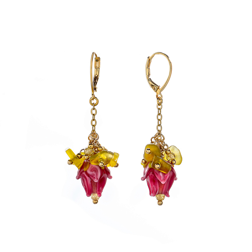 LANZEROTTI Серьги Lanzerotti, Alhambra, с муранским стеклом, жадом и ...