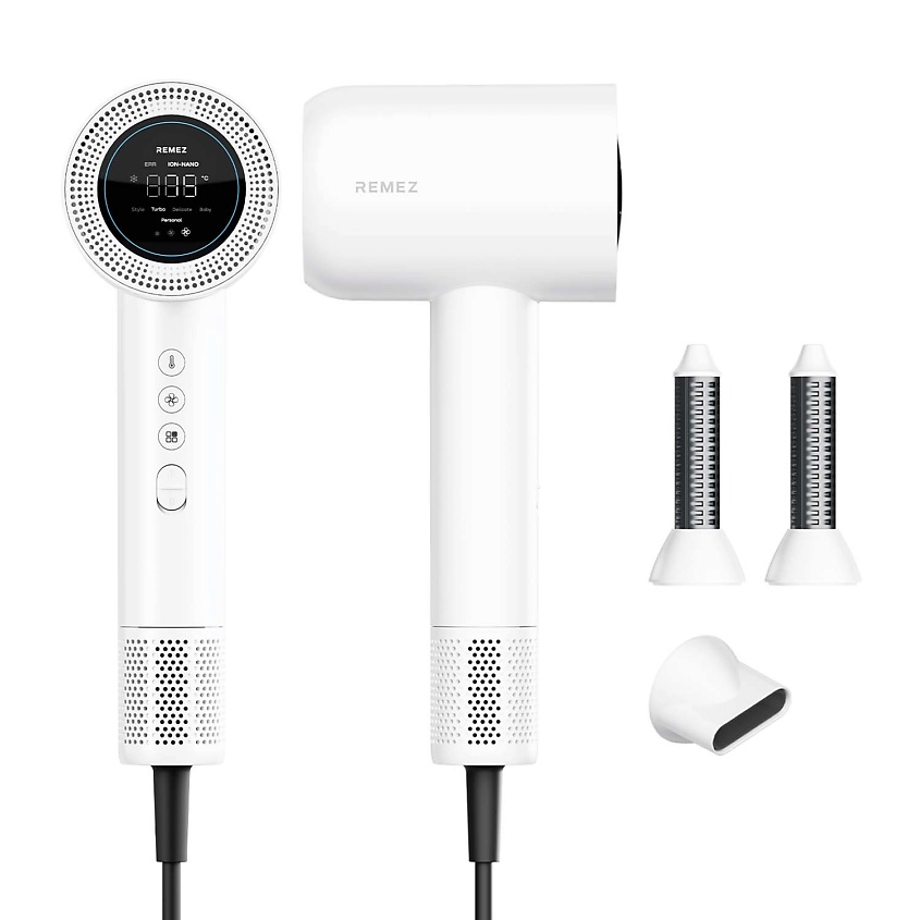 REMEZ Фен-стайлер с персональной настройкой температуры и магнитными насадками MODEL S RMB-708 ...